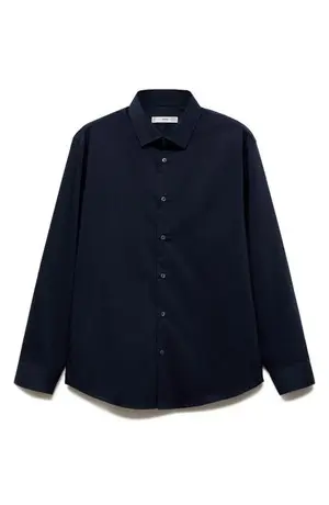 Mango Stretch Button-up Shirt - Dark Navy