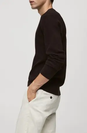 Mango Ribbed Crewneck Sweater