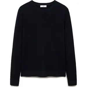 Mango Ribbed Crewneck Sweater - Dark Navy