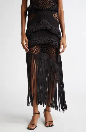 DIOTIMA Medusa Loop & Fringe Crochet Midi Skirt