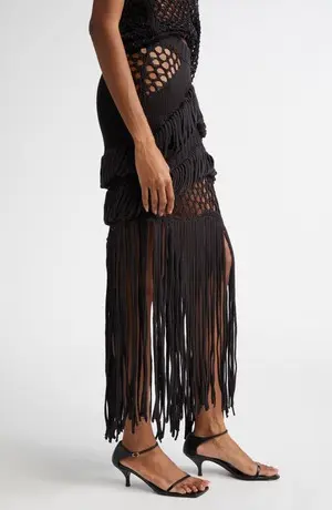 DIOTIMA Medusa Loop & Fringe Crochet Midi Skirt