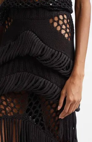 DIOTIMA Medusa Loop & Fringe Crochet Midi Skirt