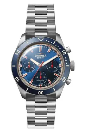 Shinola The Mooncraft Monster Chronograph Bracelet Watch - Seablue/ Silver