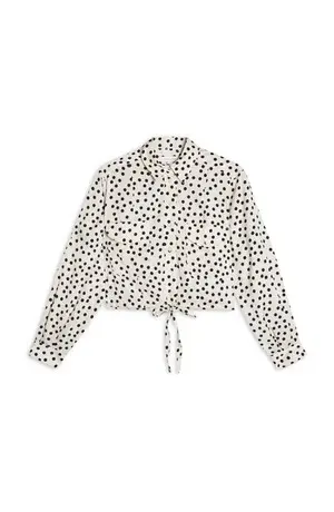 Topshop Polka Dot Drawstring Waist Blouse
