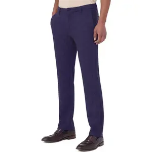 Bugatchi Flat Front Wool & Cotton Blend Chino Pants - Navy