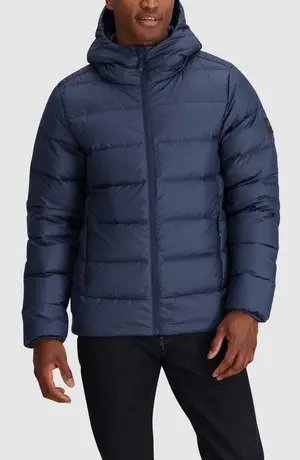 OUTDOOR RESEARCH 700 Fill Power Down Insulated Hooded Puffer Jacket - Navy