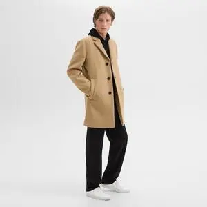 Theory 3-button Topcoat In Recycled Wool-blend Melton - New Camel