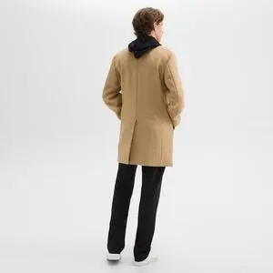 Theory 3-button Topcoat In Recycled Wool-blend Melton - New Camel