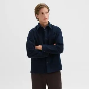 Theory Shirt Jacket In Moleskin Twill - Baltic