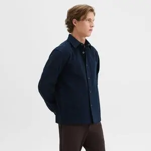 Theory Shirt Jacket In Moleskin Twill - Baltic