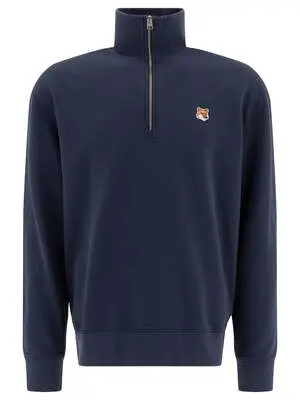 Maison Kitsuné Maison Kitsuné 'fox Head' Half Zip Sweatshirt Blue