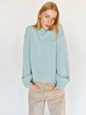 REFORMATION Cove Cashmere Oversized Crew Sweater - Blue