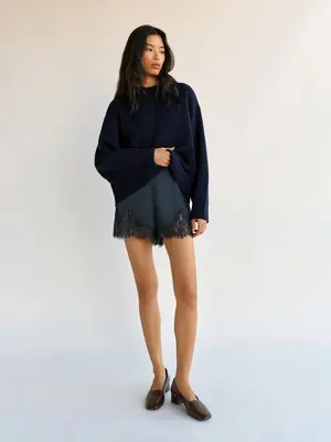 REFORMATION Cove Cashmere Oversized Crew Sweater - Blue