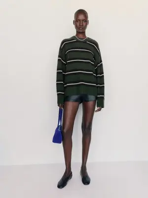REFORMATION Cove Cashmere Oversized Crew Sweater - Green