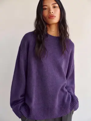 REFORMATION Cove Cashmere Oversized Crew Sweater - Purple