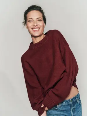 REFORMATION Cove Cashmere Oversized Crew Sweater - Red