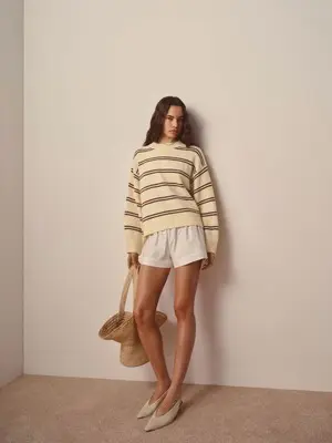 REFORMATION Cove Cashmere Oversized Crew Sweater - Yellow