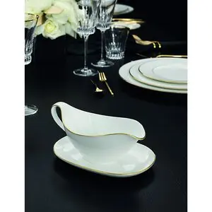 VILLEROY & BOCH Anmut Gold Bone-porcelain Sauceboat 10.4cm