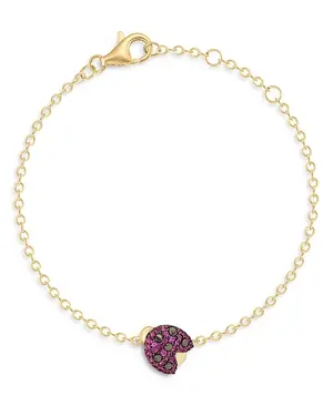 Phillips House 14k Yellow Gold Mini Ladybug Bracelet - Pink/gold