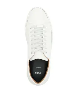 BOSS Logo-plaque Leather Sneakers - White