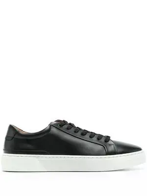 BOSS Logo-plaque Leather Sneakers - Black