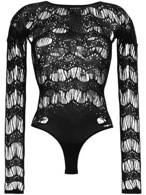 Saint Laurent Ladder-knit Jersey Bodysuit