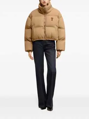 AMI Paris Logo-print Puffed Jacket - Neutrals