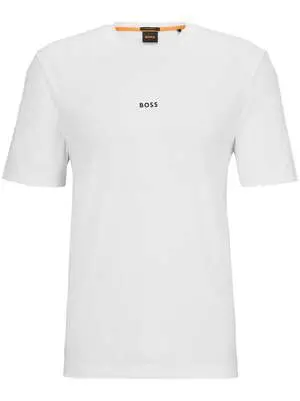 BOSS Logo-print Crew-neck Cotton T-shirt - White