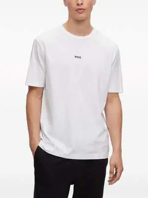 BOSS Logo-print Crew-neck Cotton T-shirt - White