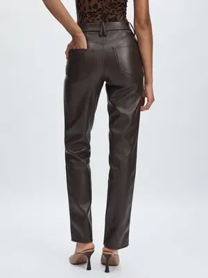 Women's Faux Leather Straight Pants