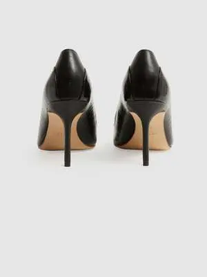 REISS Gwyneth Leather Court Shoes