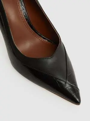 REISS Gwyneth Leather Court Shoes