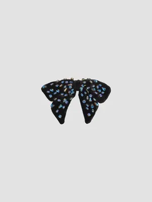 Lele Sadoughi Candy Oversized Velvet & Crystal Bow Barrette - Jet