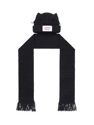 CHARLES JEFFREY Chunky Ears Beanie Scarf Black