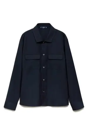 Mango Pocket Slim Fit Overshirt - Dark Navy