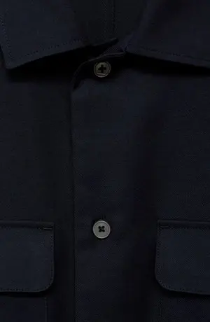 Mango Pocket Slim Fit Overshirt - Dark Navy