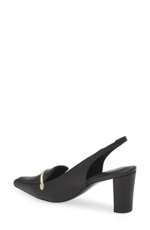 KOKO + PALENKI Parisa Slingback Loafer Pumps - Black Leather