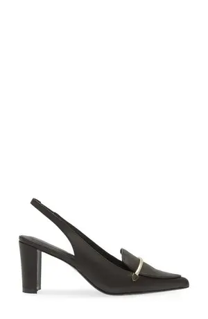 KOKO + PALENKI Parisa Slingback Loafer Pumps - Black Leather