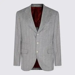 Brunello Cucinelli Grey Wool Blazer - Multicolor