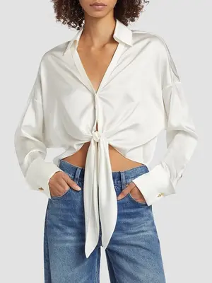 Ramy Brook Farrah Silk Tie-front Shirt