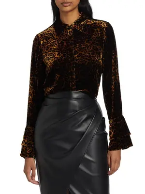 Elie Tahari Heritage The Fiora Leopard Top