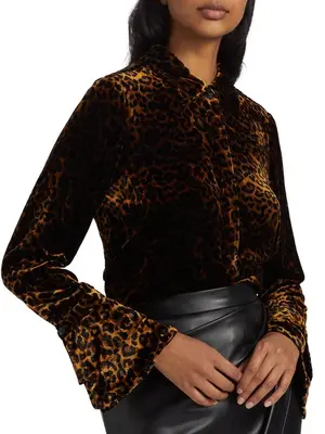 Elie Tahari Heritage The Fiora Leopard Top