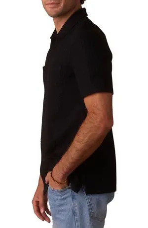 THE NORMAL BRAND Getaway Short Sleeve Knit Button-up Shirt - Black