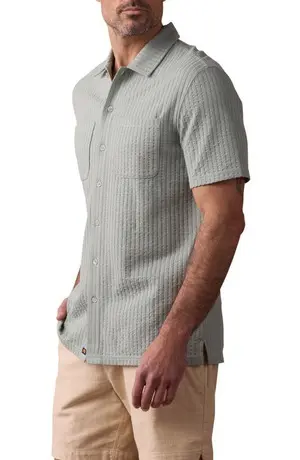 THE NORMAL BRAND Getaway Short Sleeve Knit Button-up Shirt - Juniper