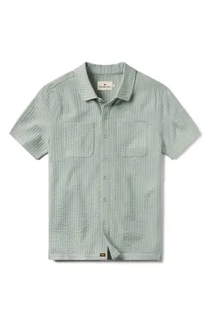 THE NORMAL BRAND Getaway Short Sleeve Knit Button-up Shirt - Juniper