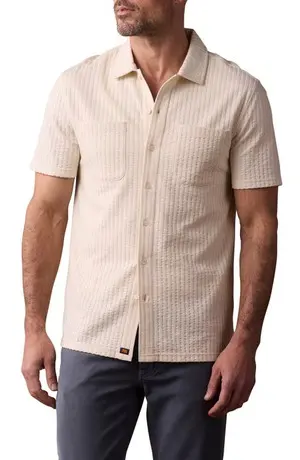 THE NORMAL BRAND Getaway Short Sleeve Knit Button-up Shirt - Stone