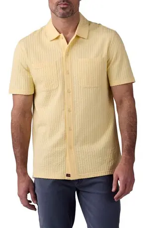 THE NORMAL BRAND Getaway Short Sleeve Knit Button-up Shirt Sunglow