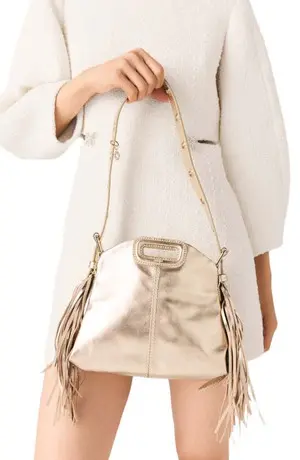 Maje Miss M Mini Metallic Leather Bag - Gold