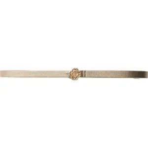 Maje Slim Belt With Clover Buckle - Light Gold
