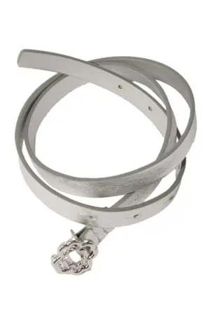 Maje Slim Belt With Clover Buckle - Silver